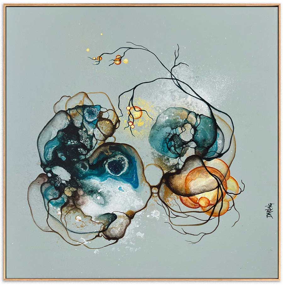 Lille moderne maleri "Clear Sky" 40x40 cm. – Studio Rikke Darling