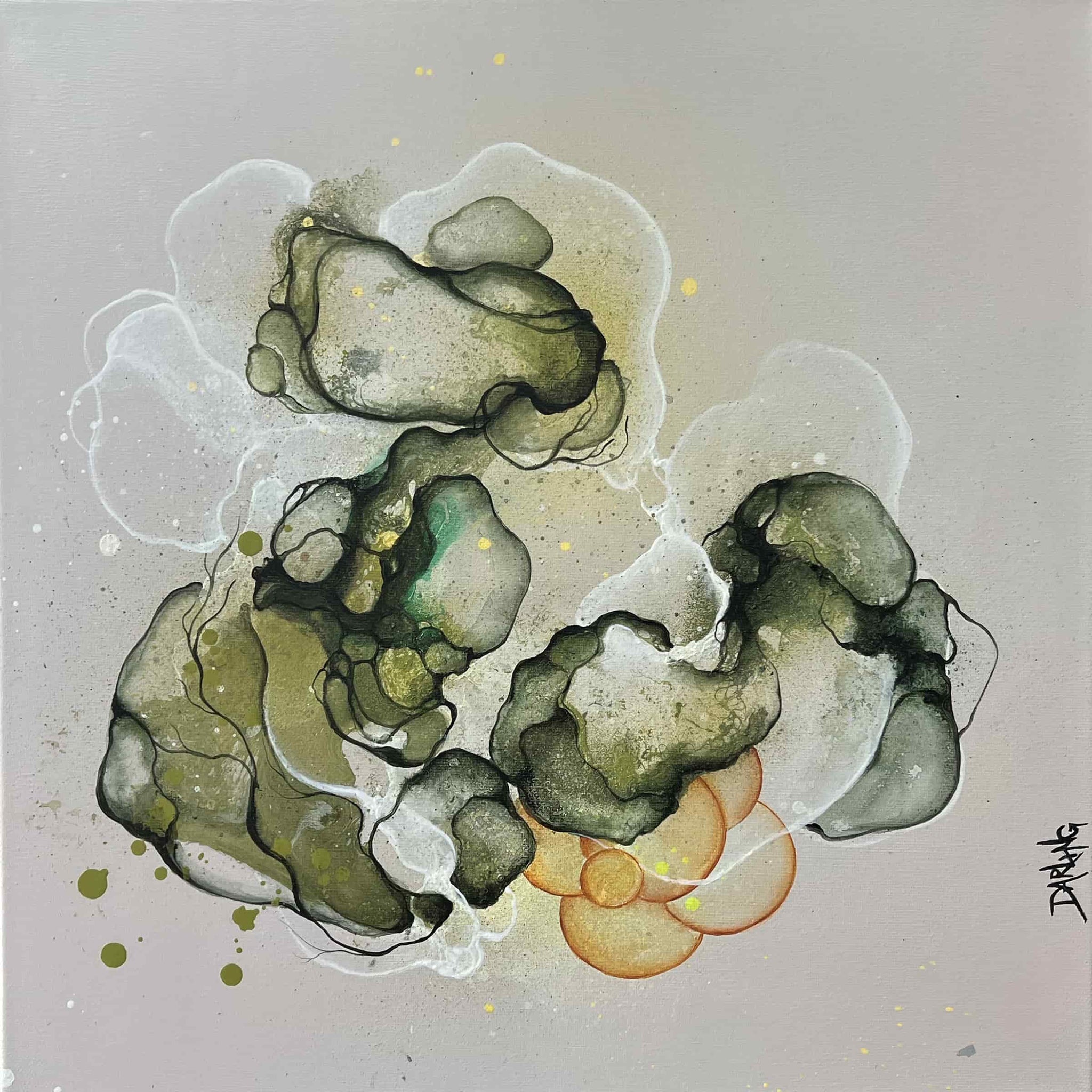 Lille moderne maleri "Sunny" 40x40 cm. – Studio Rikke Darling